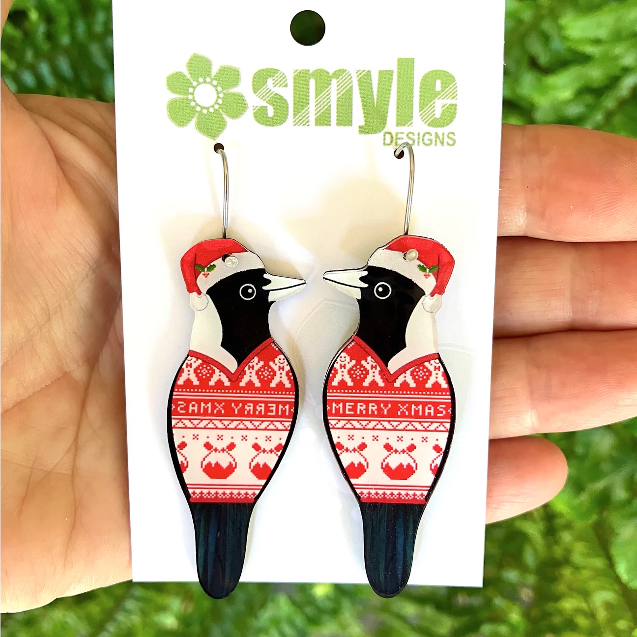 Christmas Magpie Earrings 2022 - Wild Brooches